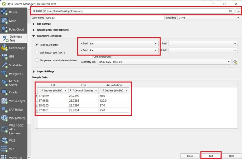 Part 2: Spatial Data Acquisition, and Editing → Importing and mapping point data from Excel ...