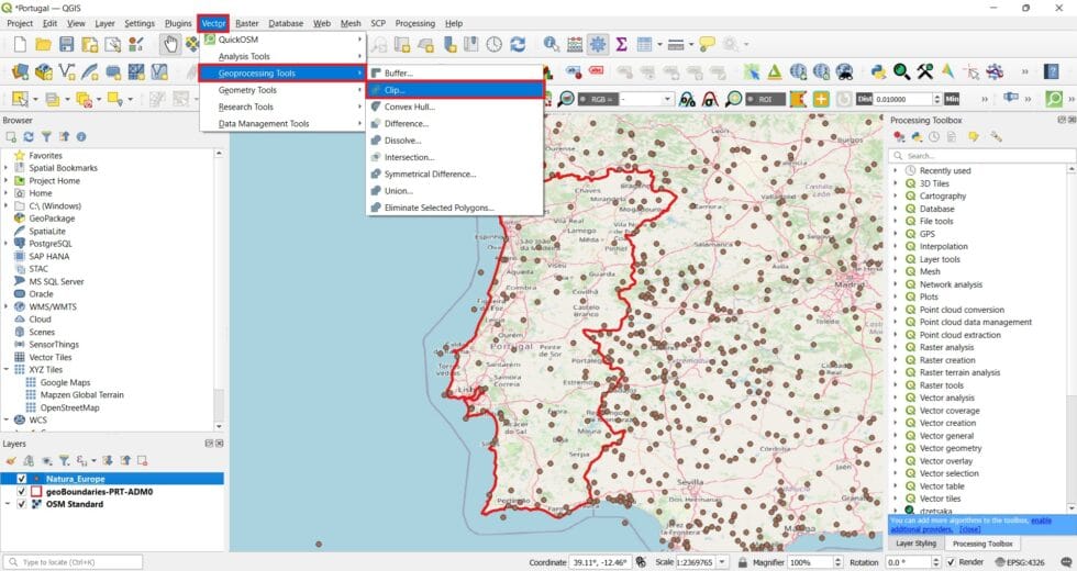 Part 3: GIS and Spatial Analysis → Buffer, clip and intersect vector data - GeoAcademy Portal